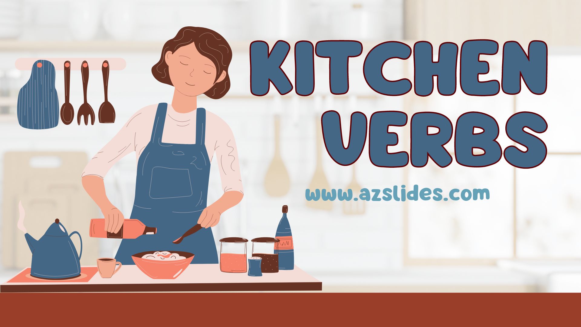 Kitchen Verbs Free Powerpoint Template & Google Slide themes.
