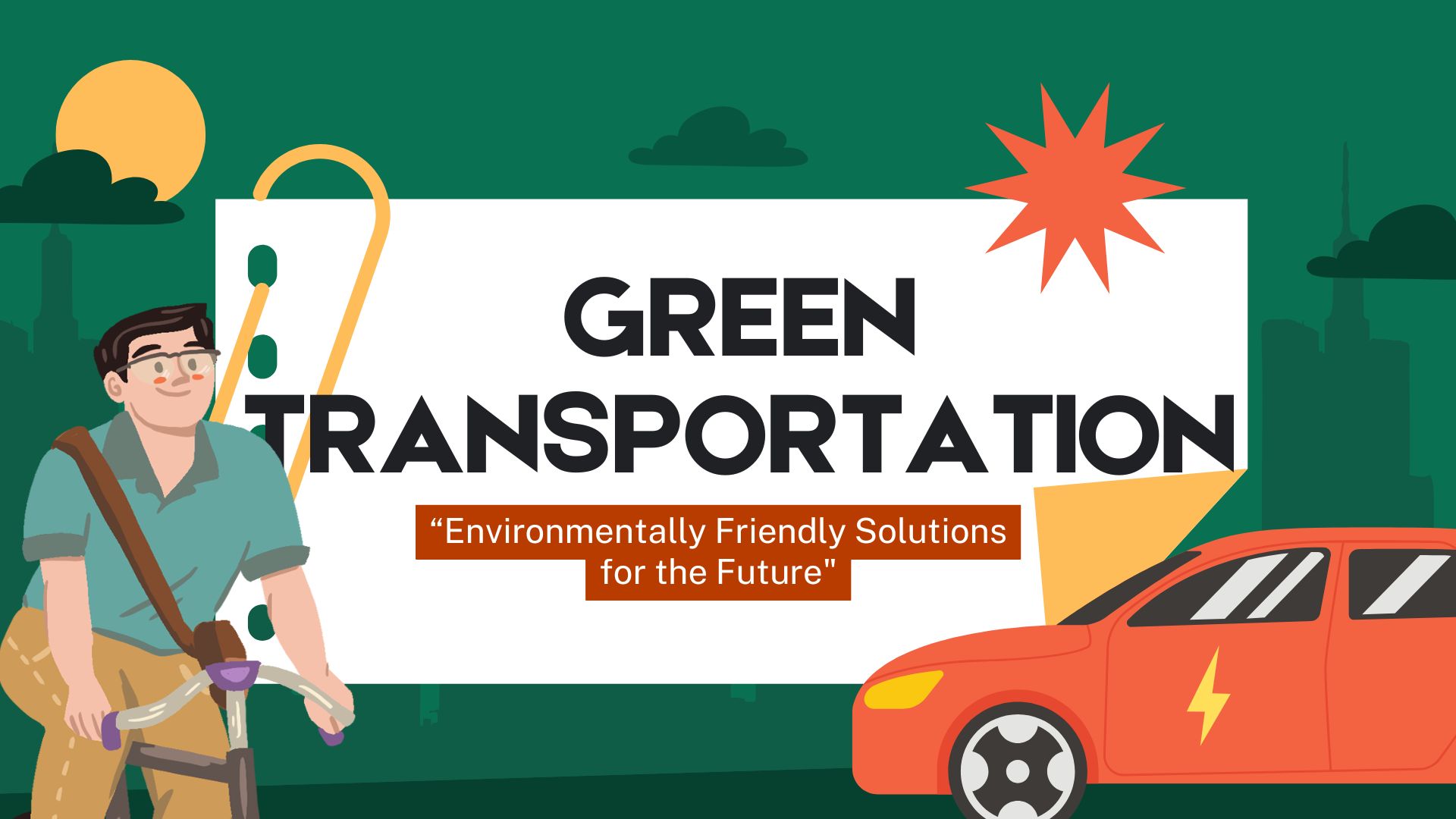Green Transportation Illustrative Presentation Free Powerpoint Template ...