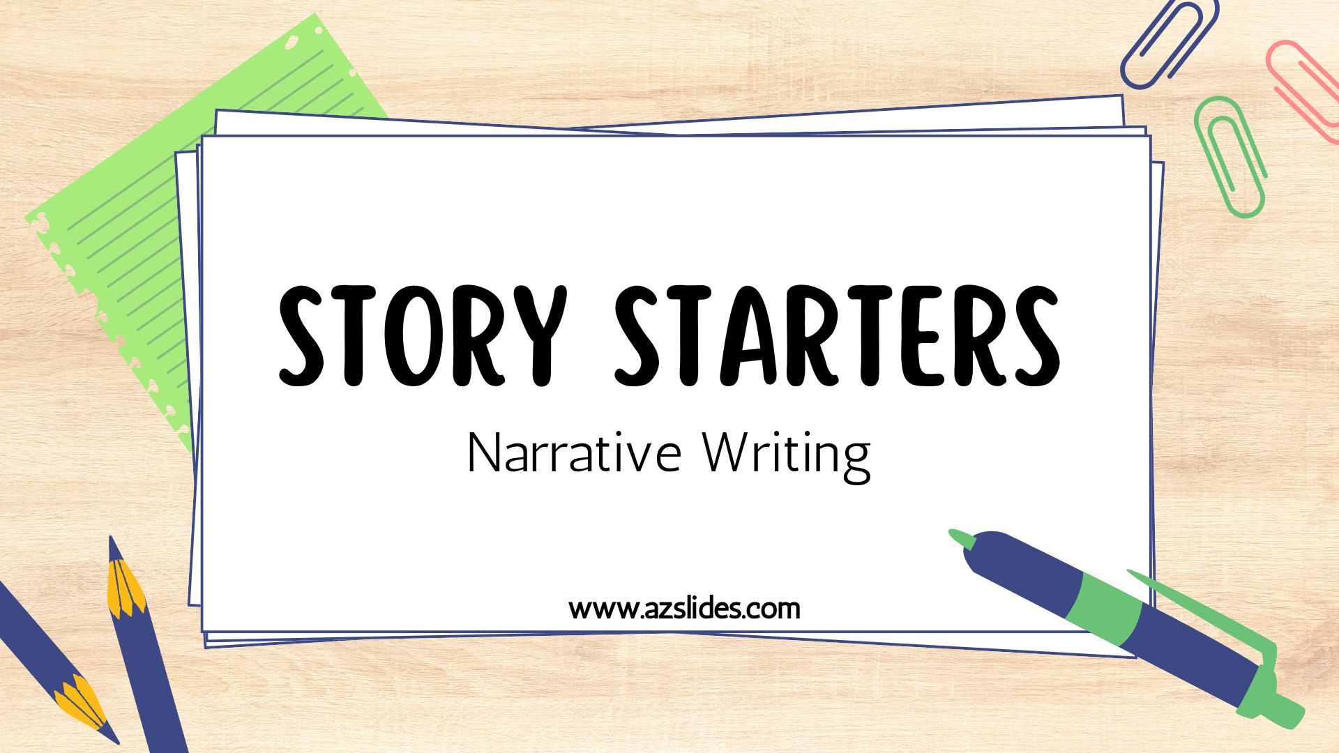 Blue and Green Narrative Writing Story Starters Education Presentation ...