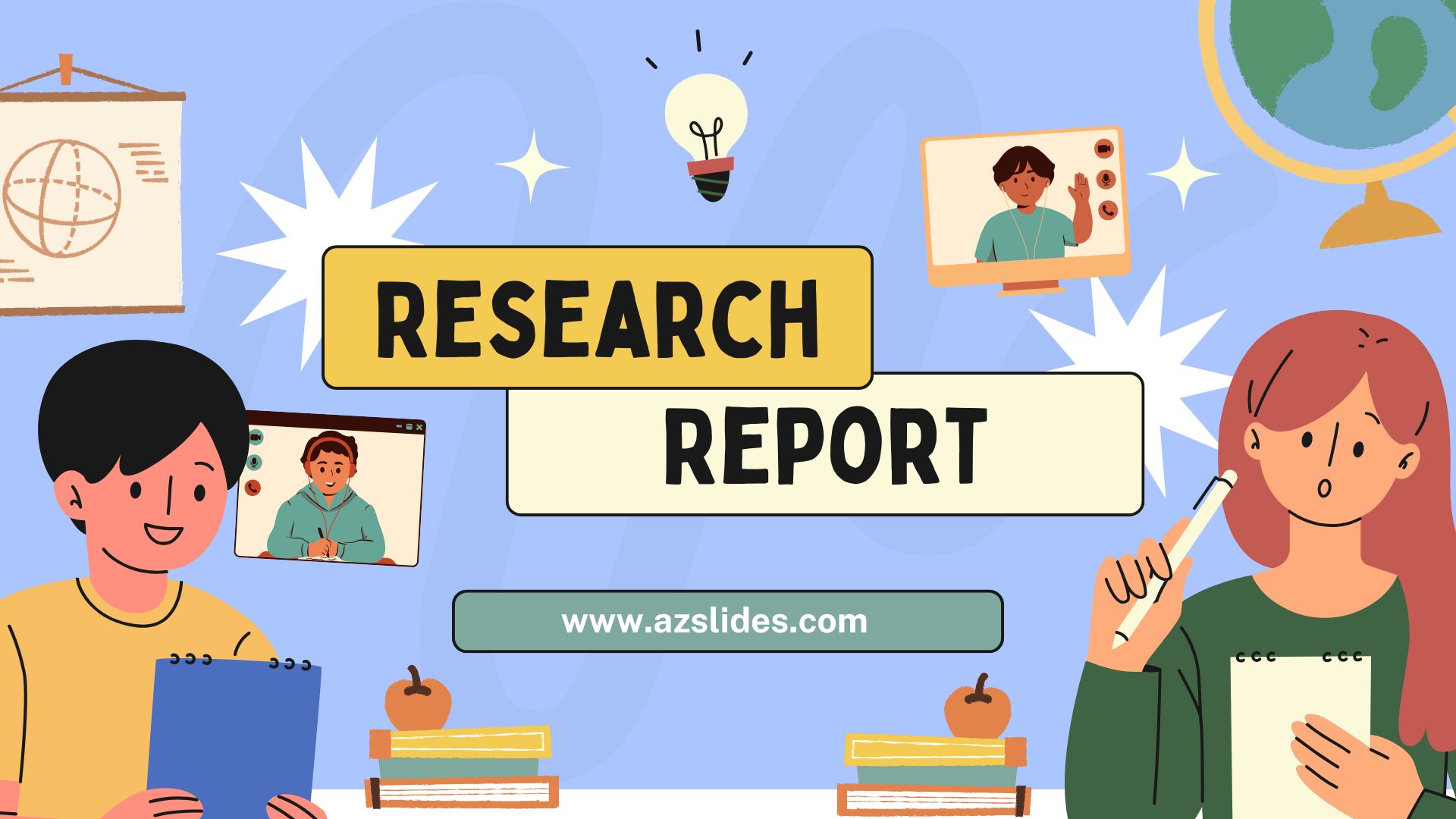 Blue Illustrative Research Presentation Free Powerpoint Template ...