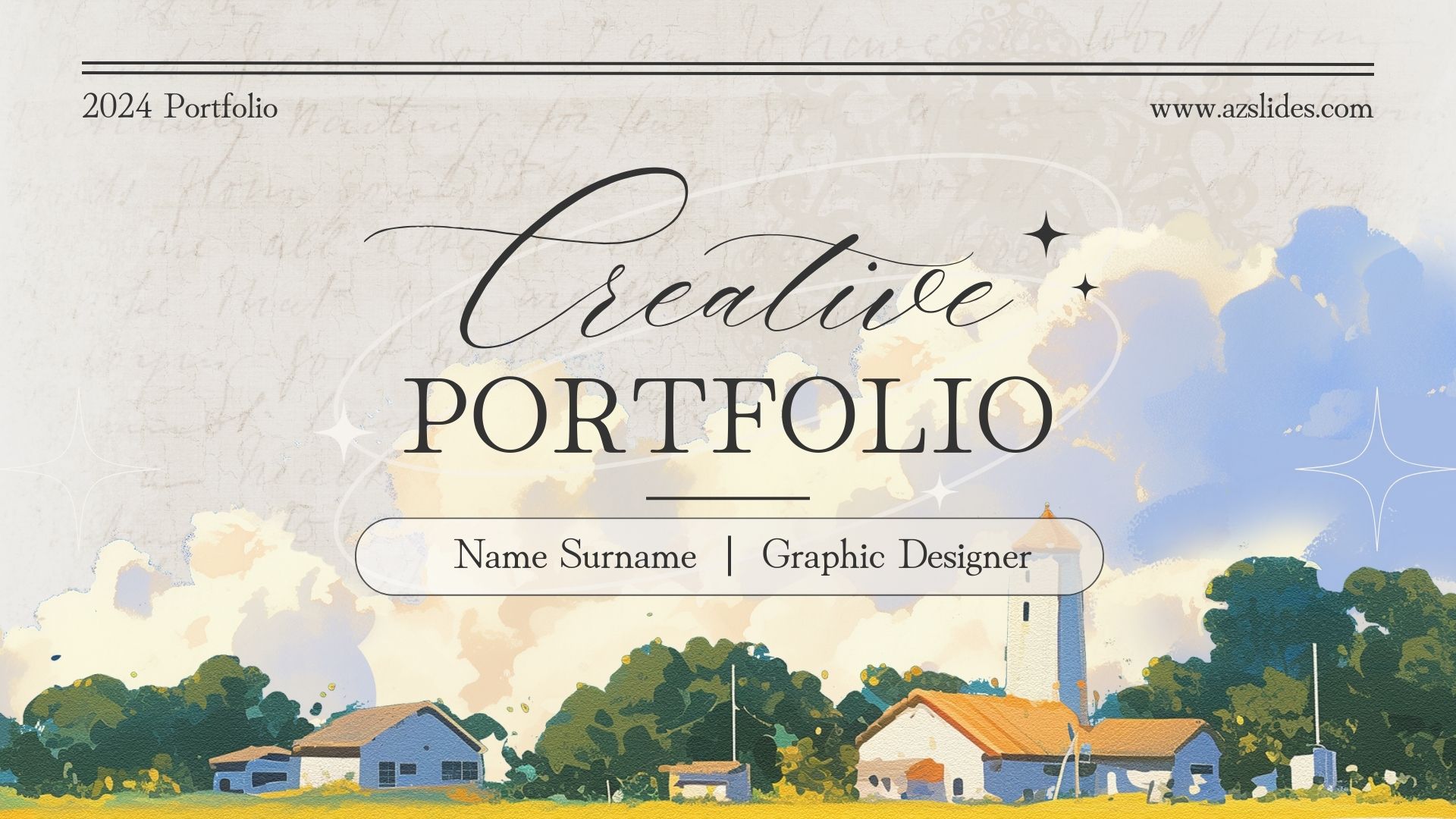 Beige Green Vintage Watercolor Creative Portfolio Presentation Free ...