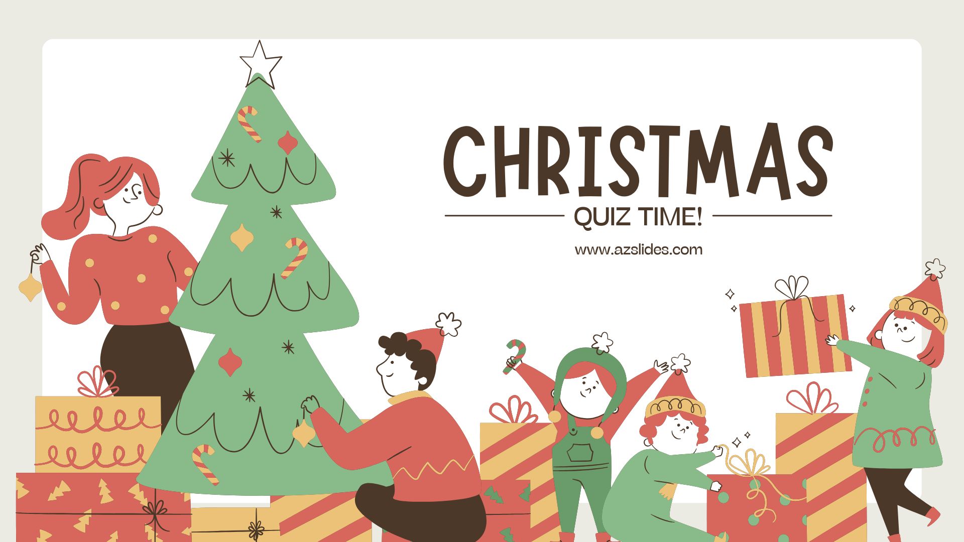 Christmas Quiz Presentation in Red, Green, Yellow and Brown Retro Style ...