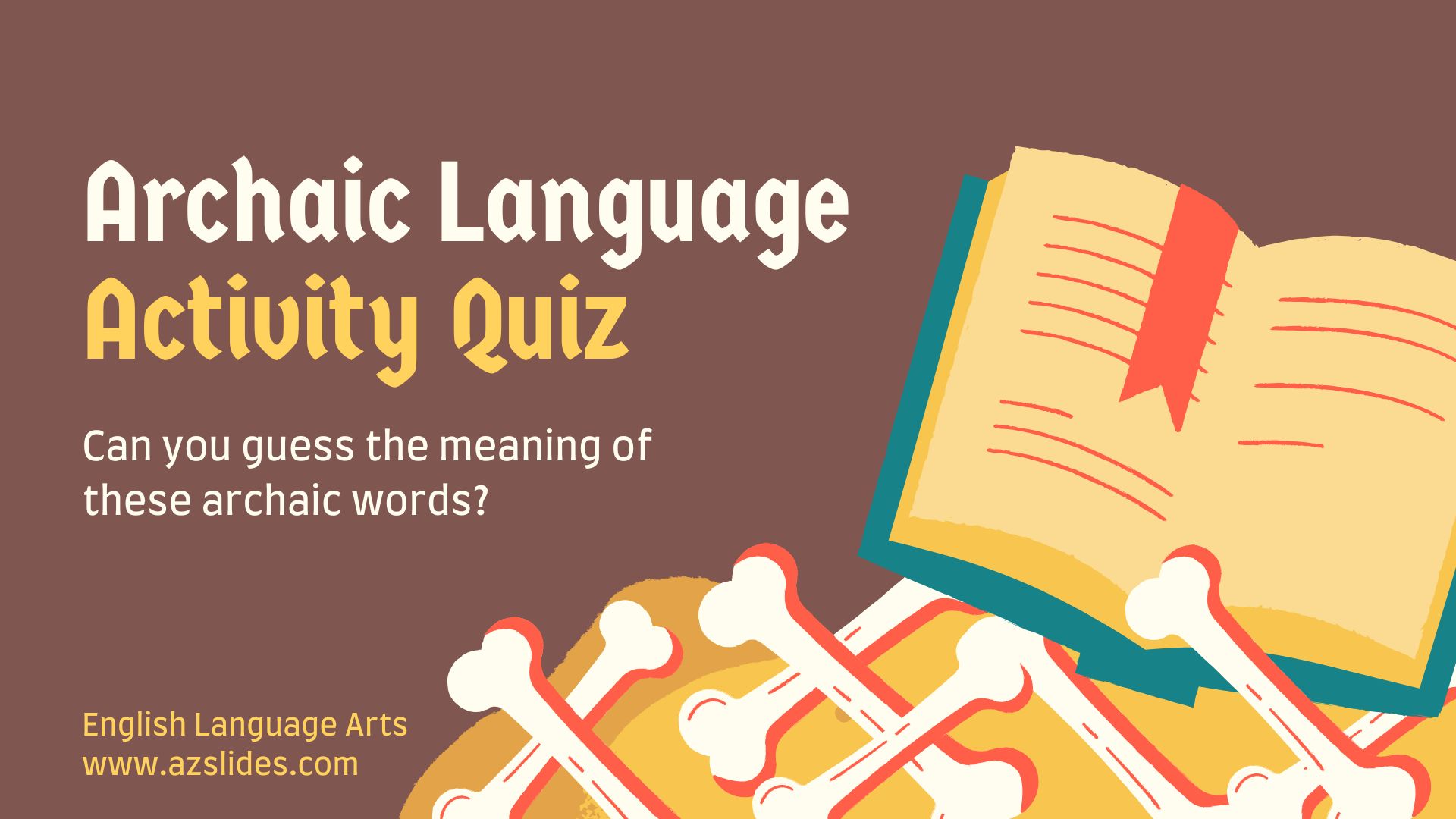 Archaic Language English Activity Quiz Presentation in Brown Yellow ...