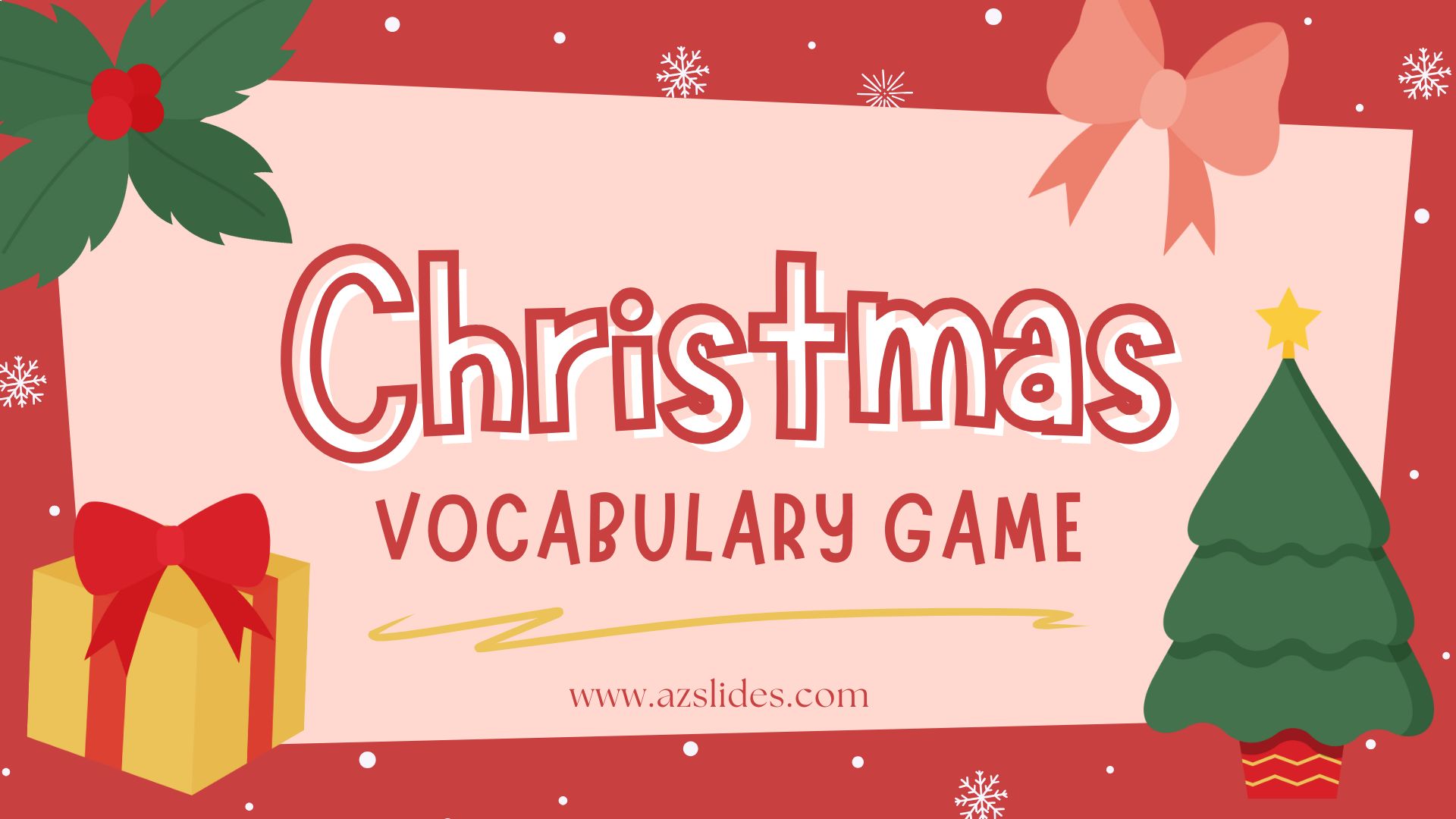 Christmas Vocabulary Game Presentation in Red Pink Festive Style Free ...