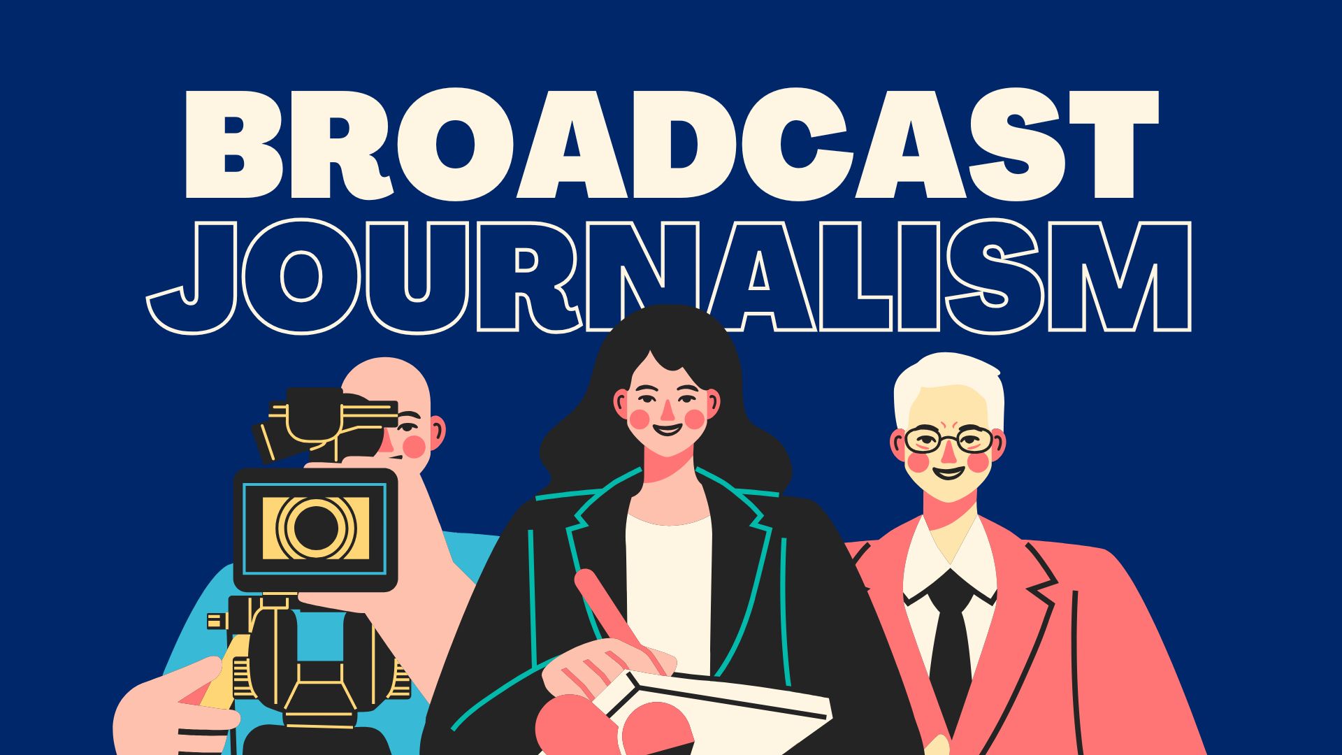 Blue and White Bold English Broadcast Journalism Presentation Free ...